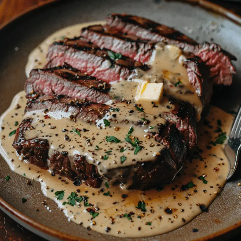 Seared Filet Mignon with Shallot Peppercorn Cream Sauce - Delectable Recipe