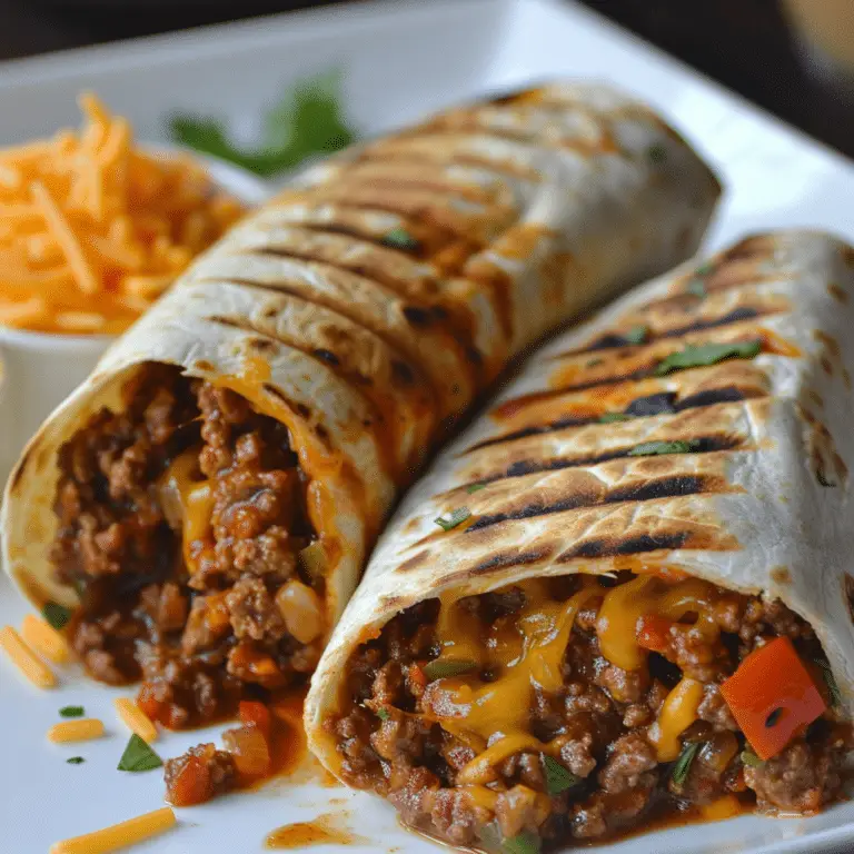 Sloppy Joe Grilled Burritos - Delectable Recipe
