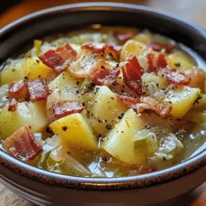 Irish Bacon Cabbage and Potato Soup - Delectable Recipe