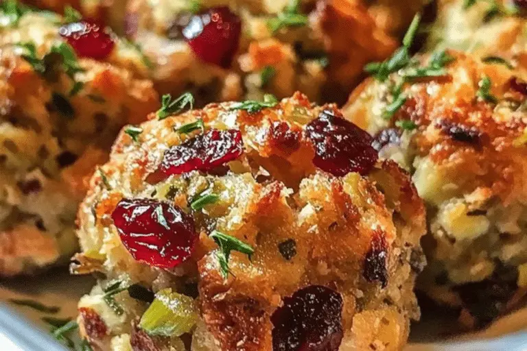 Festive Cranberry Turkey Stuffing Balls - Delectable Recipe