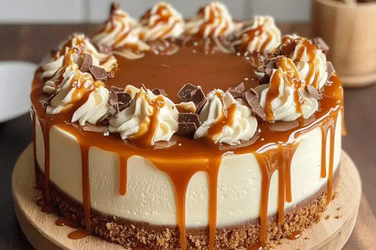 Salted Caramel Cheesecake Drip Cake - Delectable Recipe